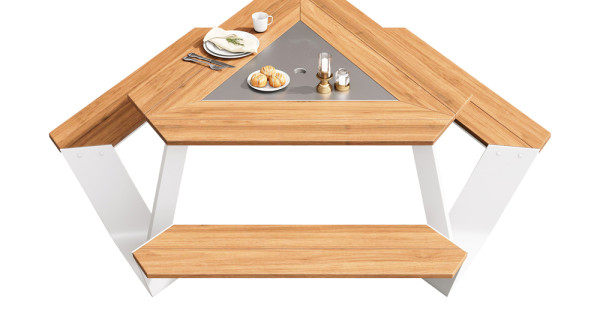 triangle outdoor cafe table and chairs - C0101